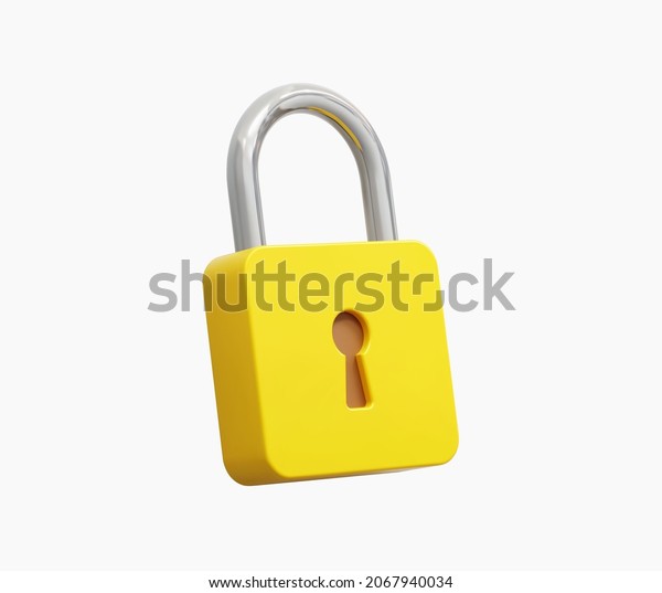 3d Realistic Yellow Locked Padlock Vector Stock Vector (Royalty Free ...