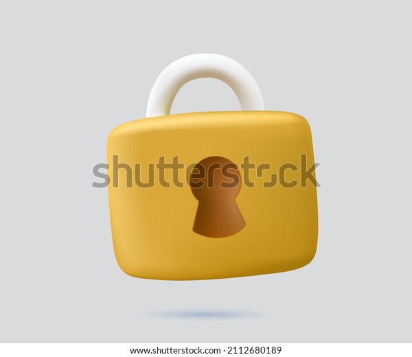 3d Realistic Yellow Locked Padlock Vector: เวกเตอร์สต็อก (ปลอดค่า ...
