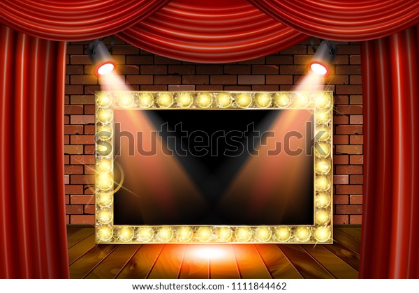 3d Render Marquee Light Rectangle Board Stock Vector (Royalty Free ...