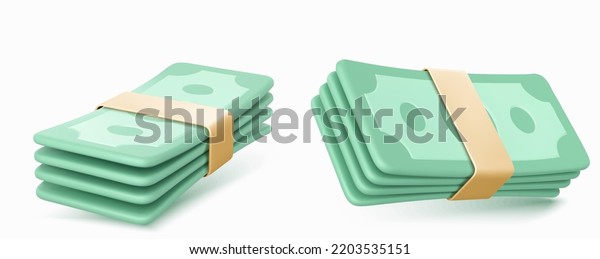 3d Render Money Banknote Piles Isolated: เวกเตอร์สต็อก (ปลอดค่า ...