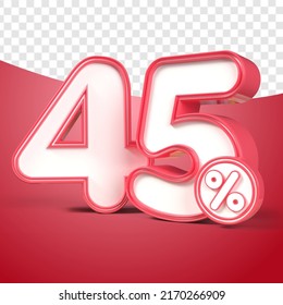 3d Render Number 45 Percentage Red Stock Vector (Royalty Free ...
