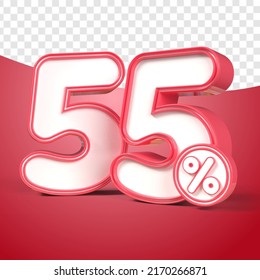 3d Render Number 55 Percentage Red Stock Vector (Royalty Free ...