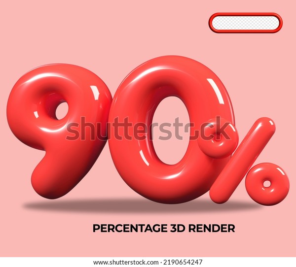 3d Render Number 90 Percentage Red Stock Vector (Royalty Free ...