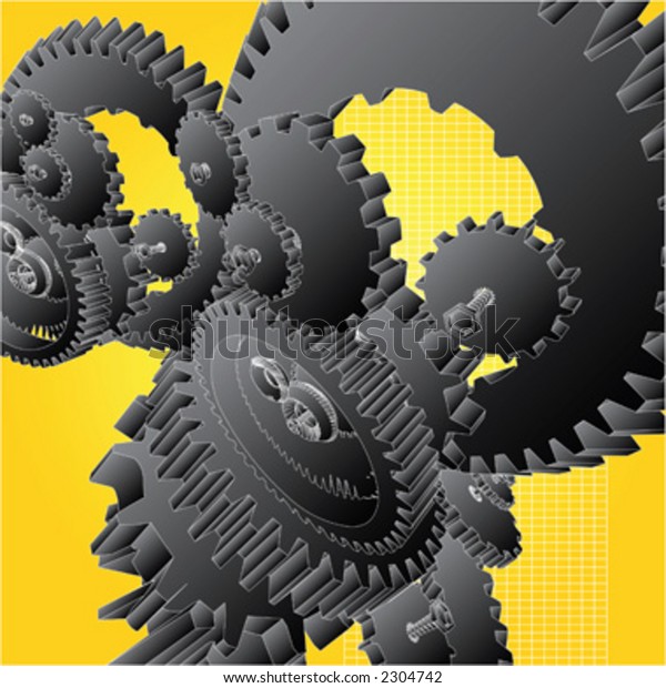 3d Rendering Industrial Mechanism Made Gears Stock Vector (Royalty Free ...
