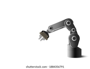 3d Robot Arm On White Background Stock Vector (Royalty Free) 1884356791 ...