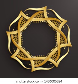 3d Round Golden Shape On Dark Stock Vector (Royalty Free) 1486005824 ...