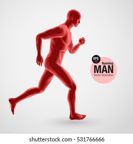 3d Running Man Red Colored Polygonal Stock Vector (Royalty Free ...