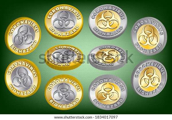 3d Set Bimetallic Coin Tokens Biohazard Stock Vector (Royalty Free ...