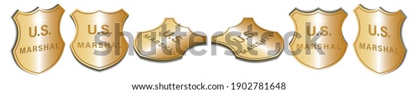 3d Set Metal Badges Us Marshals Stock Vector (Royalty Free) 1902781648 ...