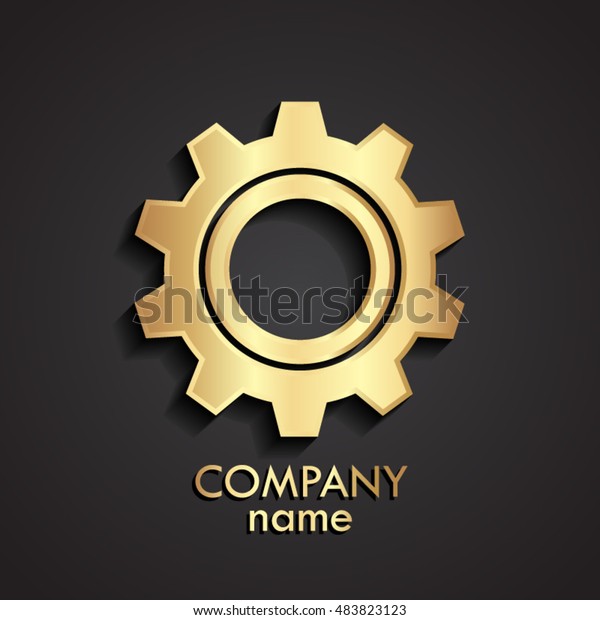 3d Shiny Gold Gear Logo Stock Vector (Royalty Free) 483823123 ...