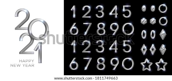 3d Silver Numbers Set Vintage Style 库存矢量图（免版税）1811749663 | Shutterstock