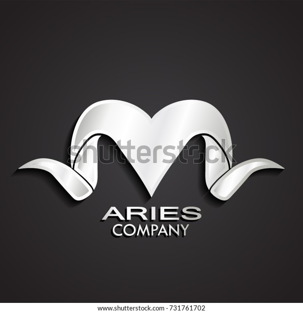 3d Silver Stylized Aries Horn Logo Stock Vector (Royalty Free ...