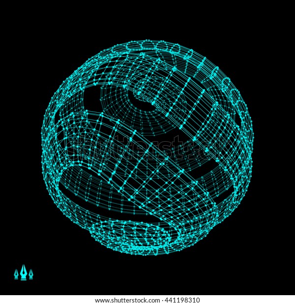 3d Sphere Global Digital Connections Technology Stock Vector (Royalty ...