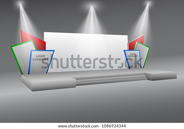 3d stage backdrop printing with logo company space and spotlight for ...