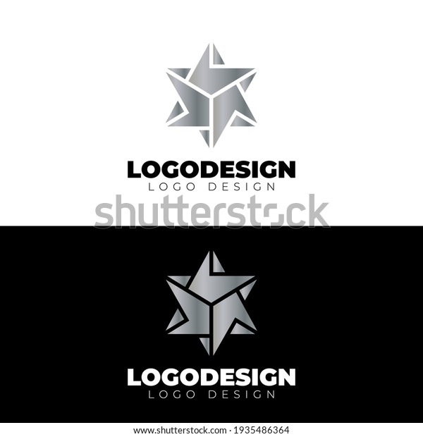 3d Star Logo Design Metal Realistic Stock Vector (Royalty Free ...