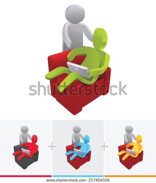 3d Stick Figure Pointing Toward Laptop Stock Vector (Royalty Free ...