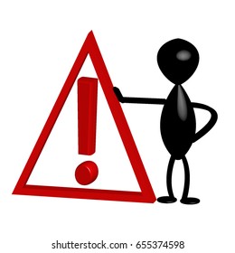 3d Stick Man Exclamation Point Vector: vector de stock (libre de ...