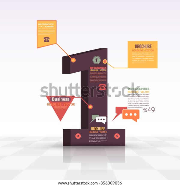 3d Style Number 1 Flat Infographics Stock-vektor (royaltyfri) 356309036 ...