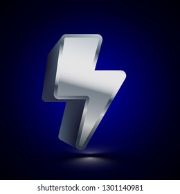 3d Stylized Lightning Icon Glossy Silver Stock Vector (Royalty Free ...