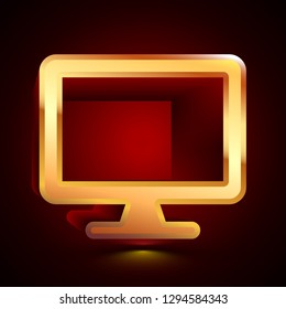 3d Stylized Pc Icon Glossy Golden Stock Vector (Royalty Free ...