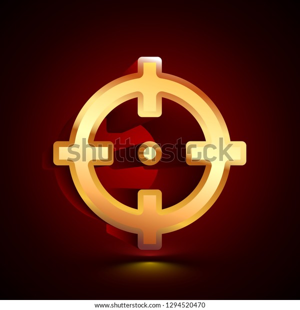 3d Stylized Target Icon Glossy Golden Stock Vector (Royalty Free ...