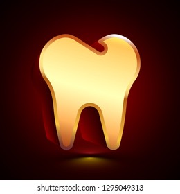 3d Stylized Tooth Icon Glossy Golden Stock Vector (Royalty Free ...