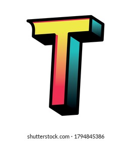 3d T Letter Design Lettering Typography Stock Vector (Royalty Free ...