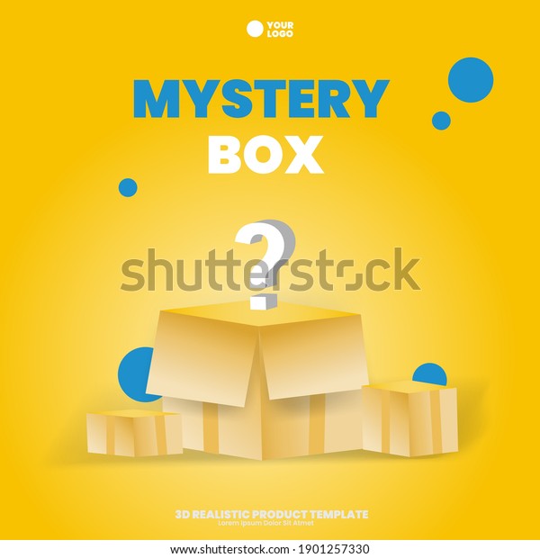 3d Template Mystery Box Design Your Stock Vector (Royalty Free) 1901257330
