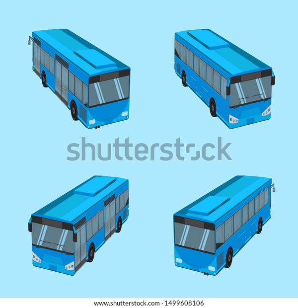 3d Top View Blue Bus Ngv Stock Vector (Royalty Free) 1499608106