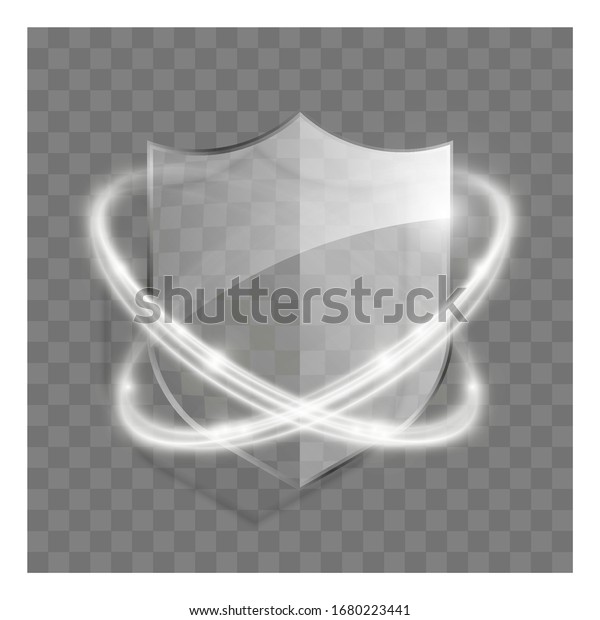 3d Transparent Shield Icon White Glowing Stock Vector (Royalty Free ...