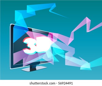 3d Tv Stars Taking Off Screen Stock Vector (Royalty Free) 56924491