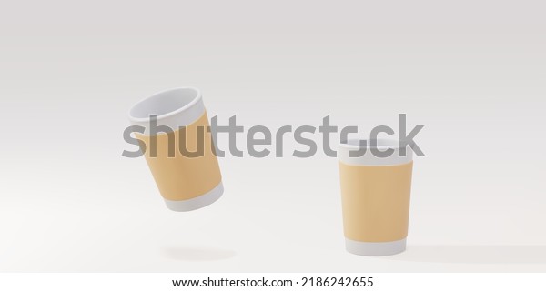 3d Two Paper Open Cups On Stock Vector (Royalty Free) 2186242655 ...
