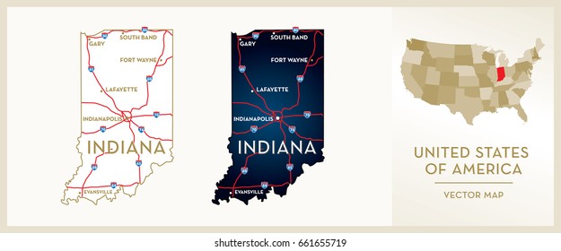 3d Usa State Map Indiana Stock Vector (Royalty Free) 661655719 ...