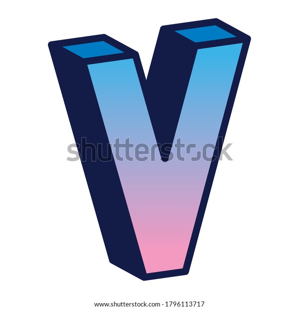 3d V Letter Design Lettering Typography Stock Vector (Royalty Free ...