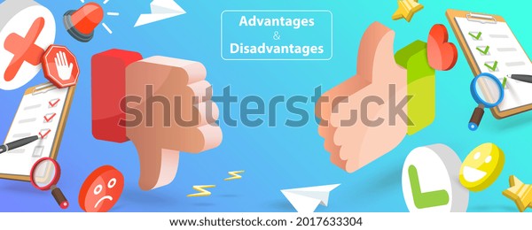 3d Vector Conceptual Illustration Advantages Disadvantages Stock Vector ...
