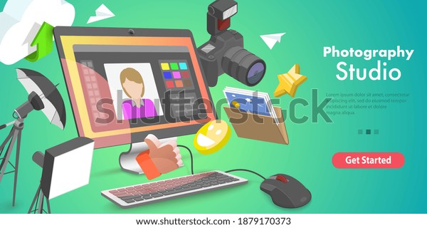 3d Vector Conceptual Illustration Photo Studio Stock Vector (Royalty ...