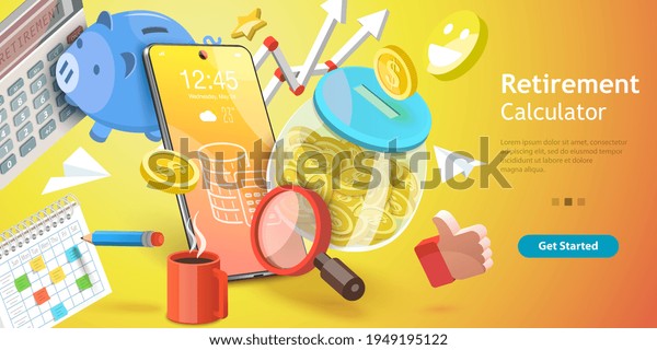 3d Vector Conceptual Illustration Retirement Calculator Stock Vector ...