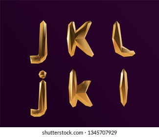 3d Vector Golden Alphabet Font Jkl Stock Vector (Royalty Free ...