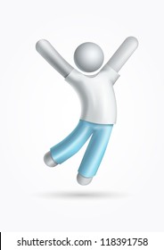 3d Vector Happy Winner Man Jumping Stock Vector (Royalty Free ...