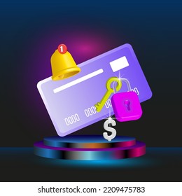 3d Vector Illustration Credit Card Key Stock Vector (Royalty Free ...