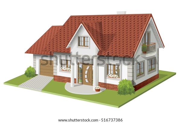 3d Vector Illustration House Garage Stock Vector (Royalty Free) 516737386