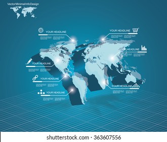 3d Vector Light World Map Pointer Stock Vector (Royalty Free) 363607556 ...