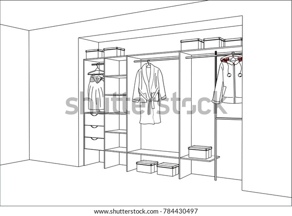 3d Vector Sketch Wardrobe Sliding Doors Stock Vector (Royalty Free ...