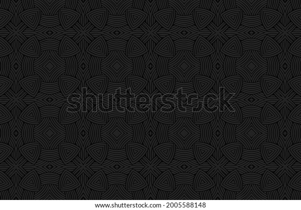 3d Volumetric Convex Embossed Geometric Black Stock Vector (Royalty ...