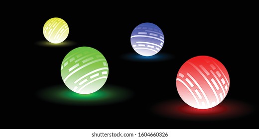 3d Wallpaper Four Colored Balls Dark Stock Vector (Royalty Free ...