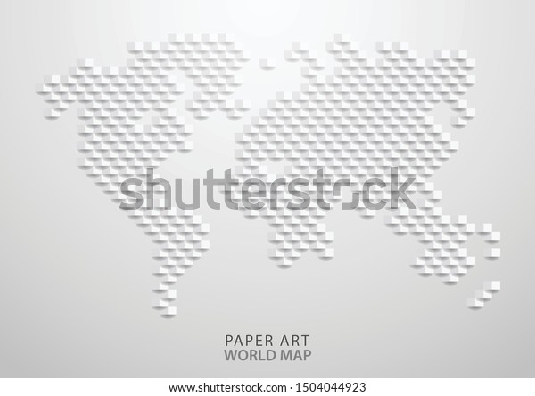 3d White Paper Art World Map Stock Vector (Royalty Free) 1504044923