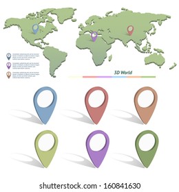 3d World Map Picks Infographic Elements Stock Vector (Royalty Free ...