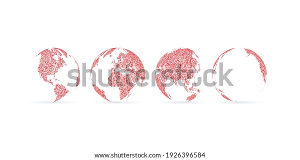3d World Map Red Color Particles Stock Vector (Royalty Free) 1926396584 ...