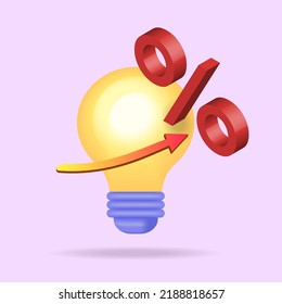 3d Yellow Light Bulb Icon Increase Stock Vector (Royalty Free ...