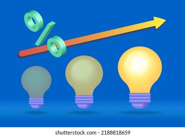 3d Yellow Light Bulb Icon Increase Stock Vector (Royalty Free ...